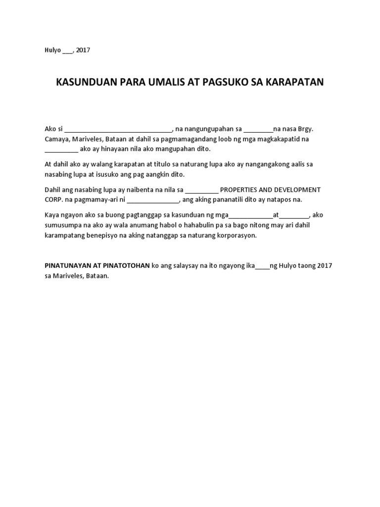 Tagalog Sworn Statement | PDF