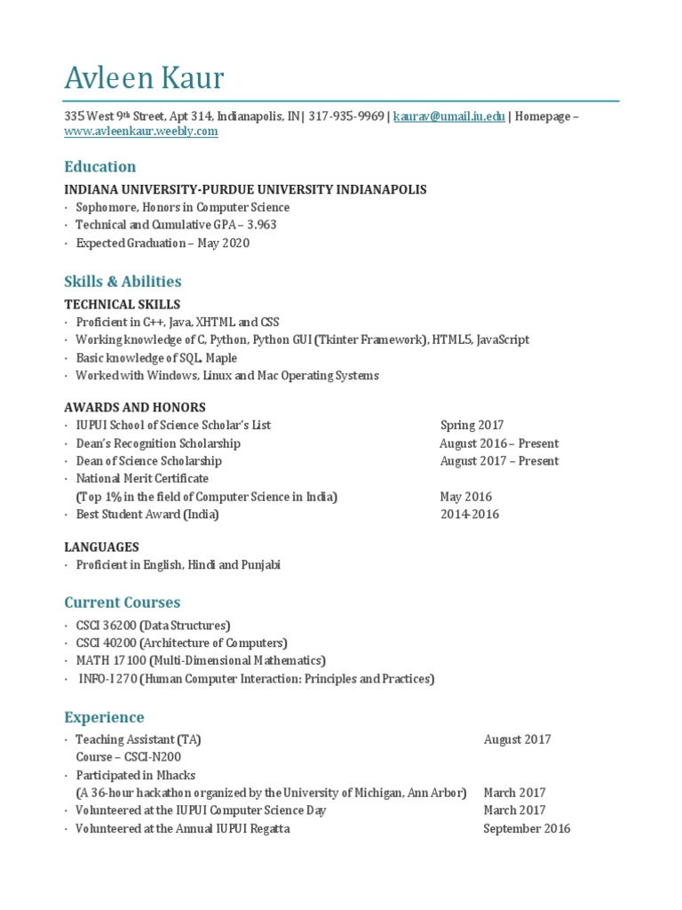 Avleen Kaur's Computer Science Profile | PDF