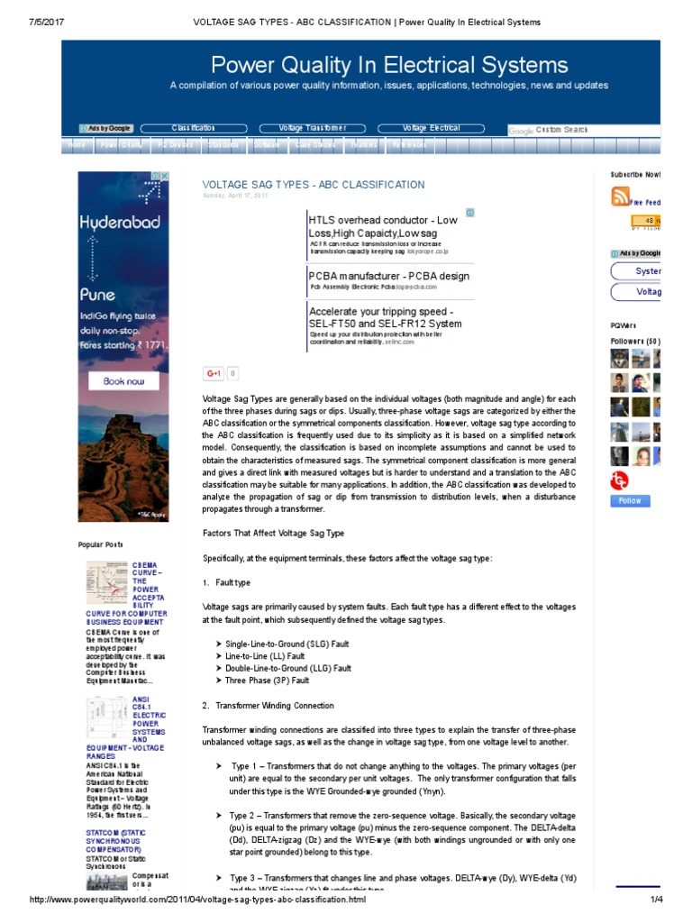 Voltage Sag Types Abc Classification Power Quality In Electrical Systems Pdf Transformer
