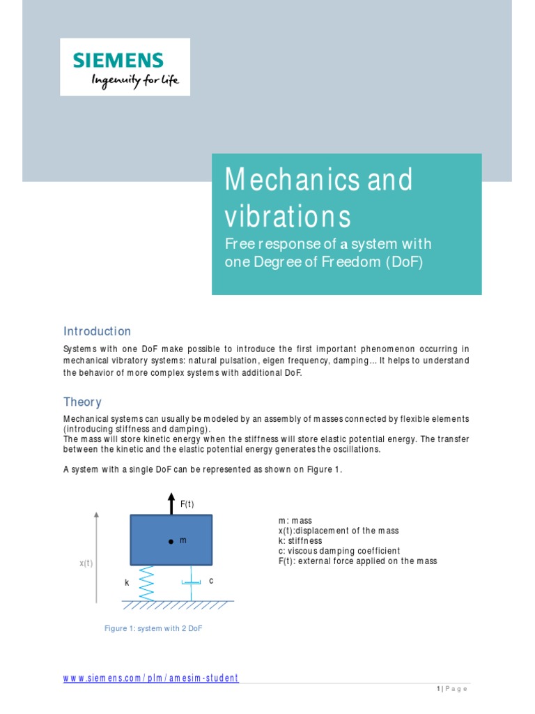 LMS Amesim-Mechanics and Vibrations-Academic Tutorial Mech1DoF Free ...