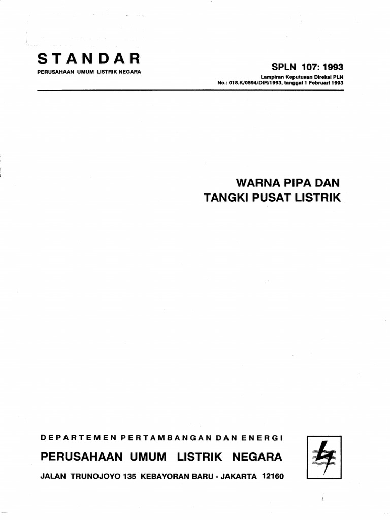 SPLN 107-1993 Tentang Warna Pipa | PDF