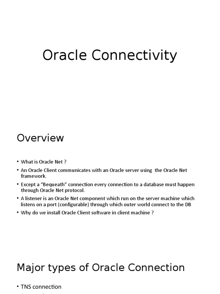 Understanding Oracle Net Connectivity | PDF