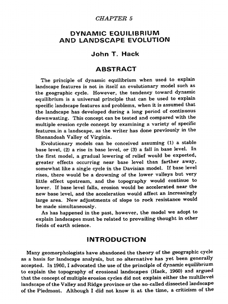 Dynamic Equilibrium and Landscape Evolution | PDF