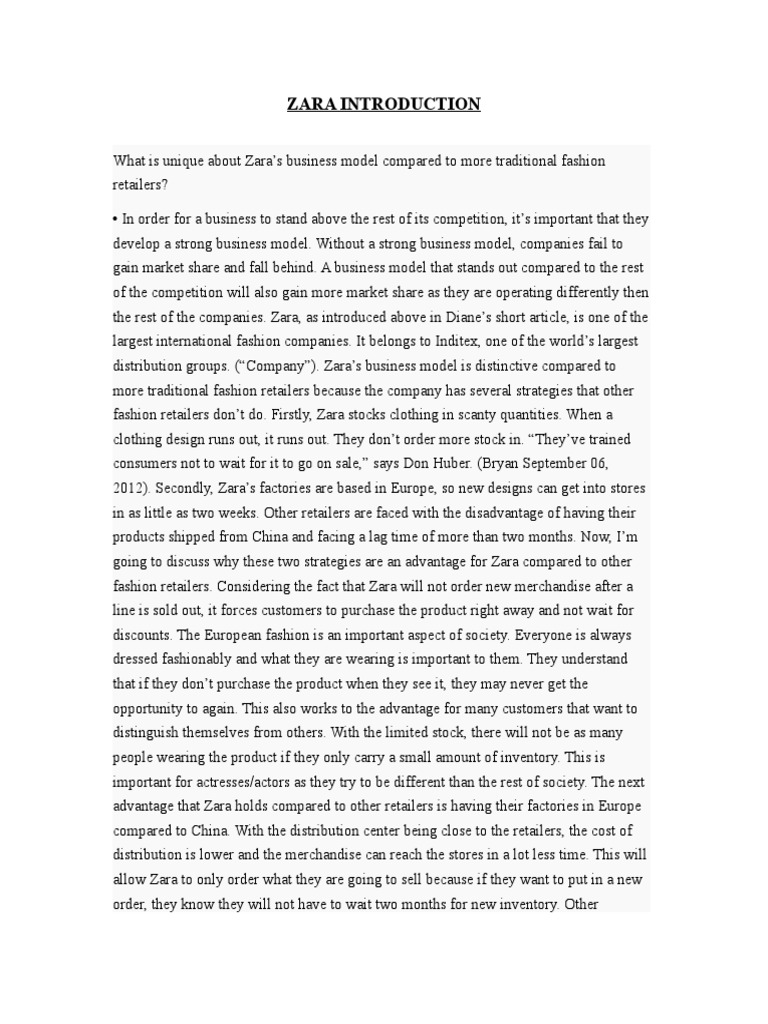 Zara Introduction | PDF | Retail | Fashion