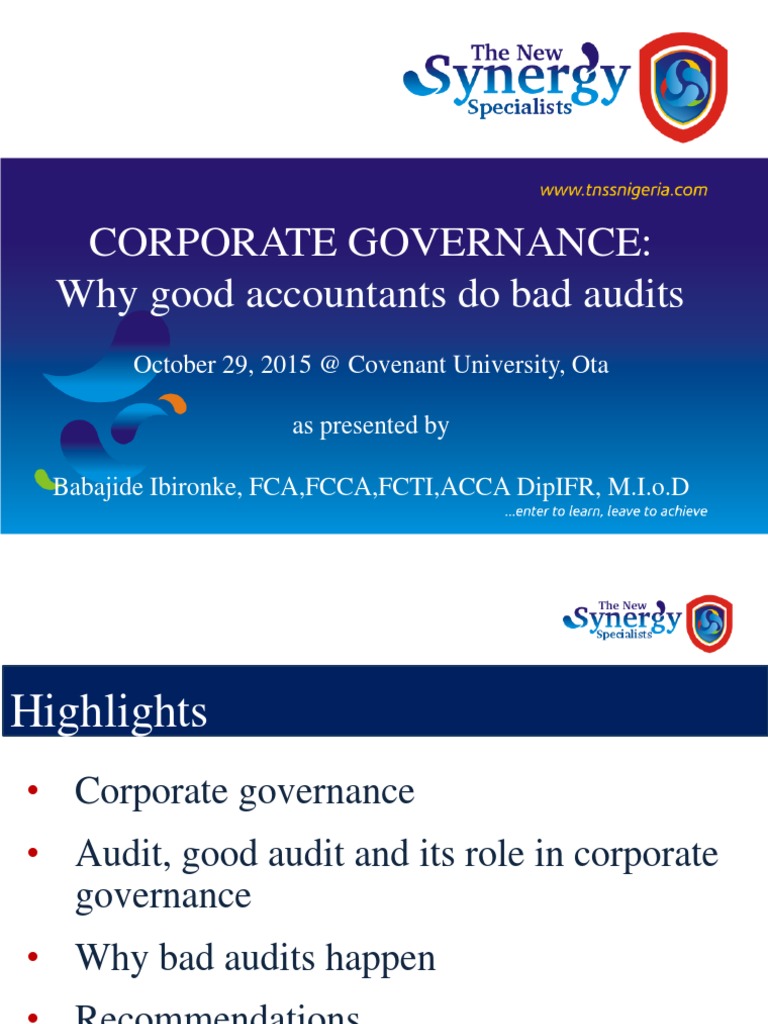 Accounting-Good Accountant, Bad Audit by Babajide Ibironke | PDF ...