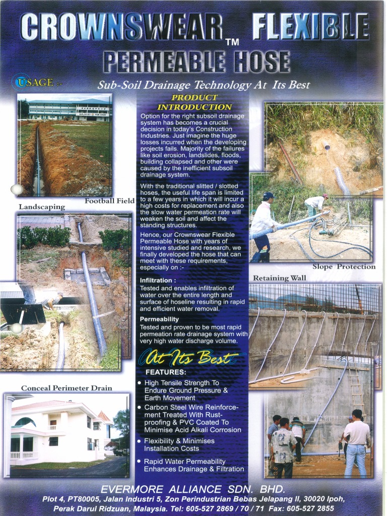 Brochure - Crownswear Flexible Permeable Hose | PDF