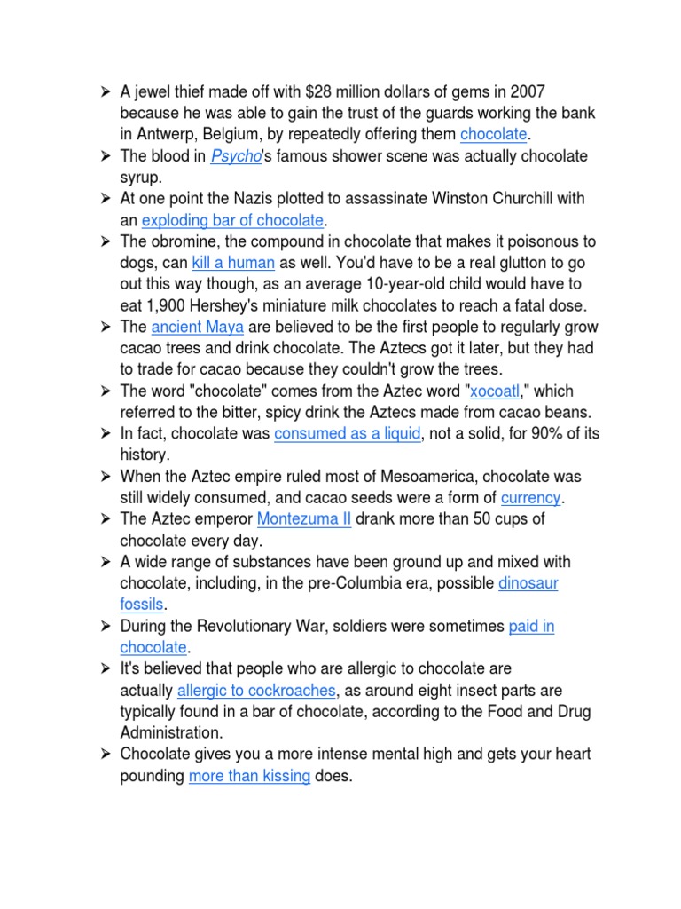 Fascinating Chocolate Facts and History | PDF | Chocolate ...