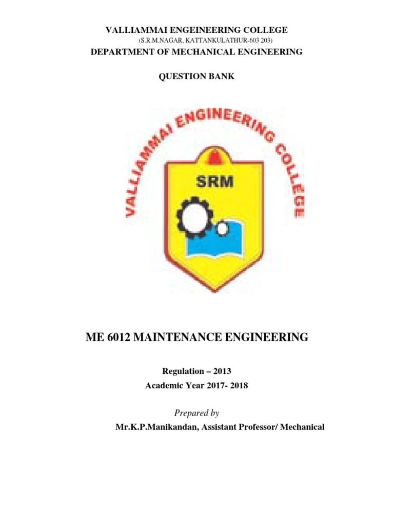 ME6012 Maintenance Engineering | PDF | Reliability Engineering | Systems Engineering