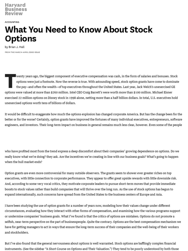 Understanding Executive Stock Options | PDF | Black–Scholes Model ...