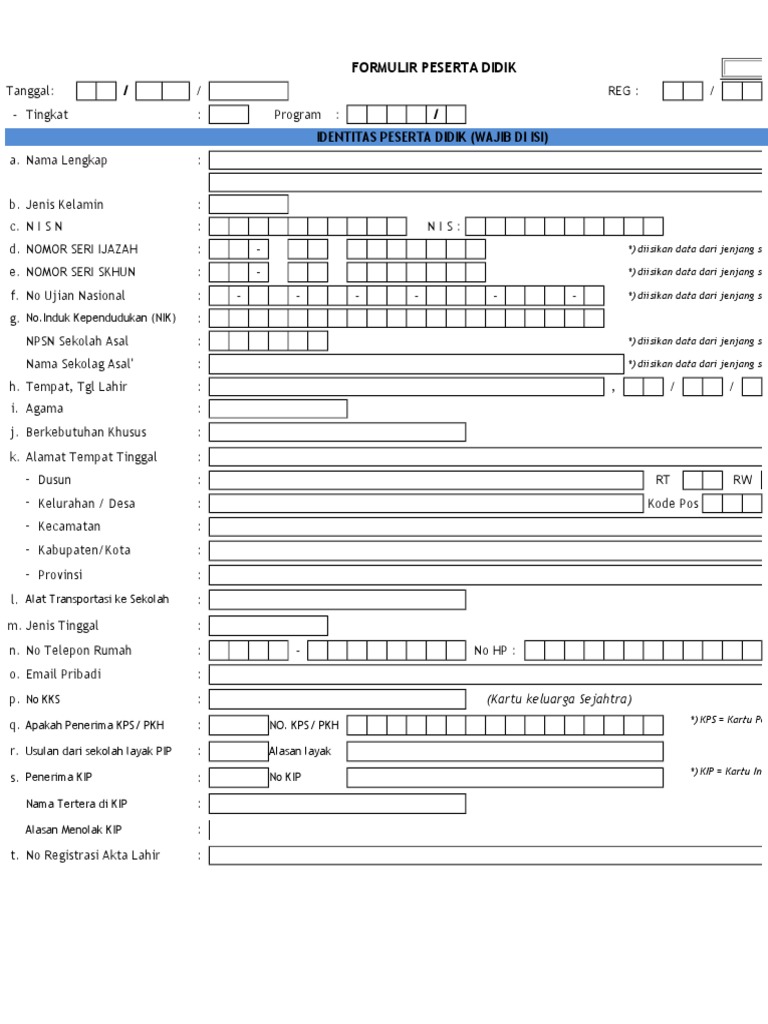 Formulir PD Dapodik | PDF
