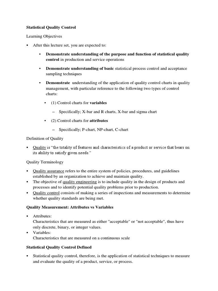 Statistical Quality Control | PDF | Statistics | Quality (Business)