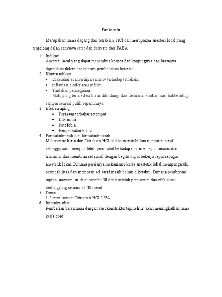 Anestesi Lokal Pantocain untuk Operasi Mata | PDF | Pengembangan Diri ...