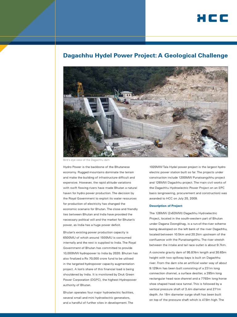 Dagachhu Hydropower Project Overview | PDF | Hydroelectricity | Earth ...