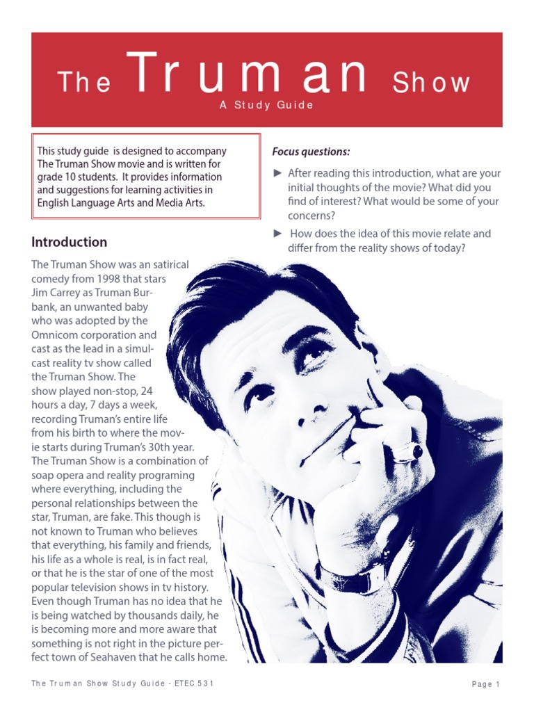 The Truman Show Study Guide | PDF | Dystopia | Utopia