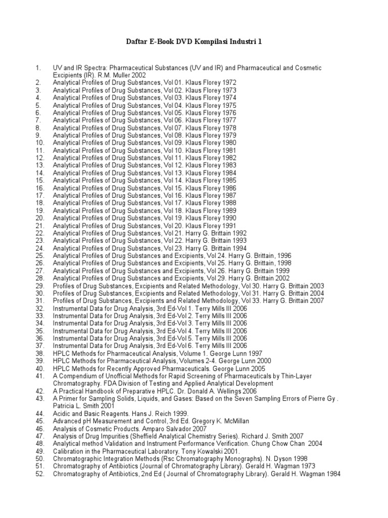 Daftar Isi Ebook Farmasi Industri | PDF | Analytical Chemistry ...