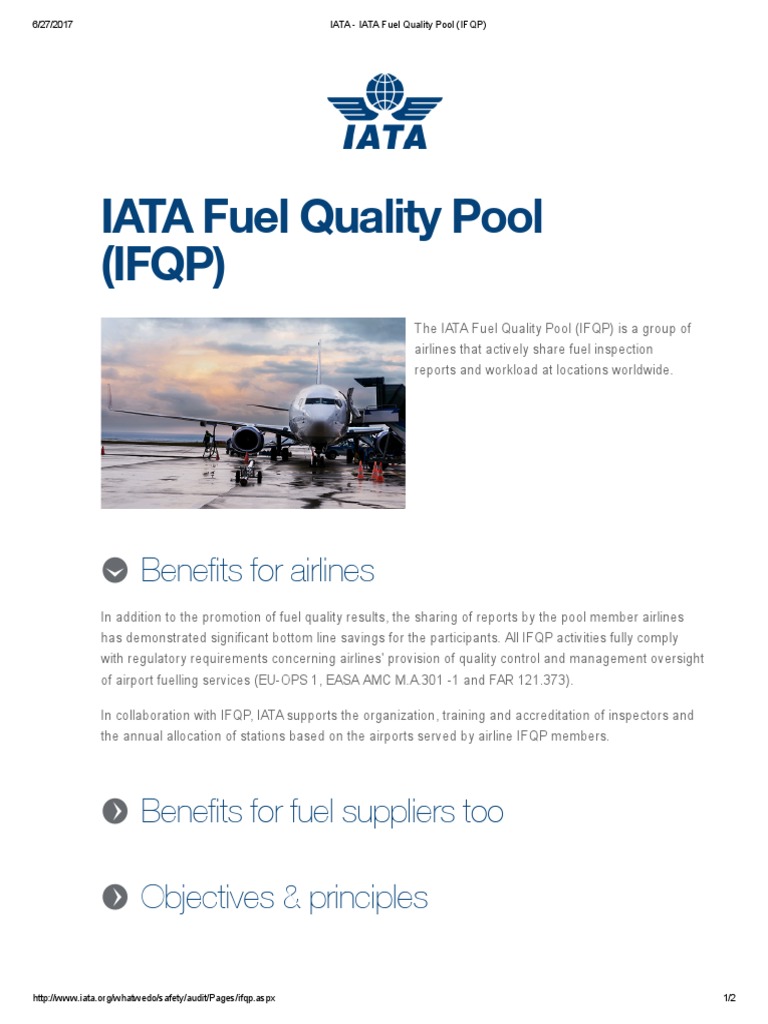 IATA Fuel Quality Pool Overview | PDF