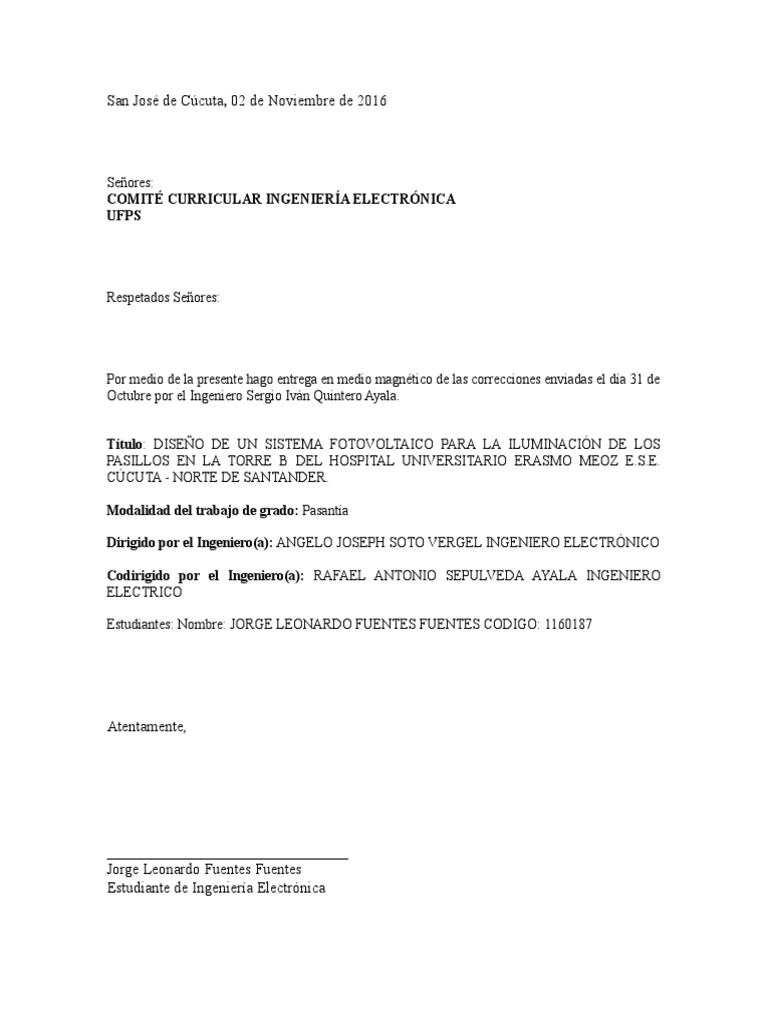 Carta Correcciones Carta Correcciones