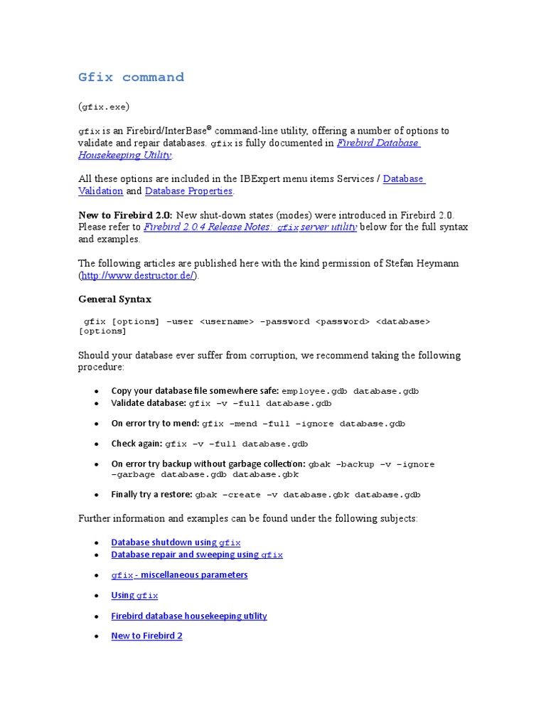 Comandos Firebird - Guia Rápida | PDF | Database Transaction | Command Line Interface