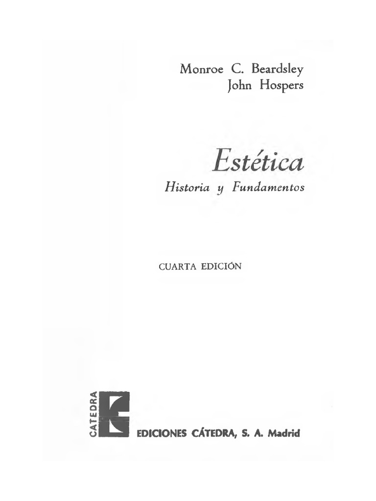 Beardsley Monroe C Y Hospers John - Estetica - Historia Y Fundamentos ...