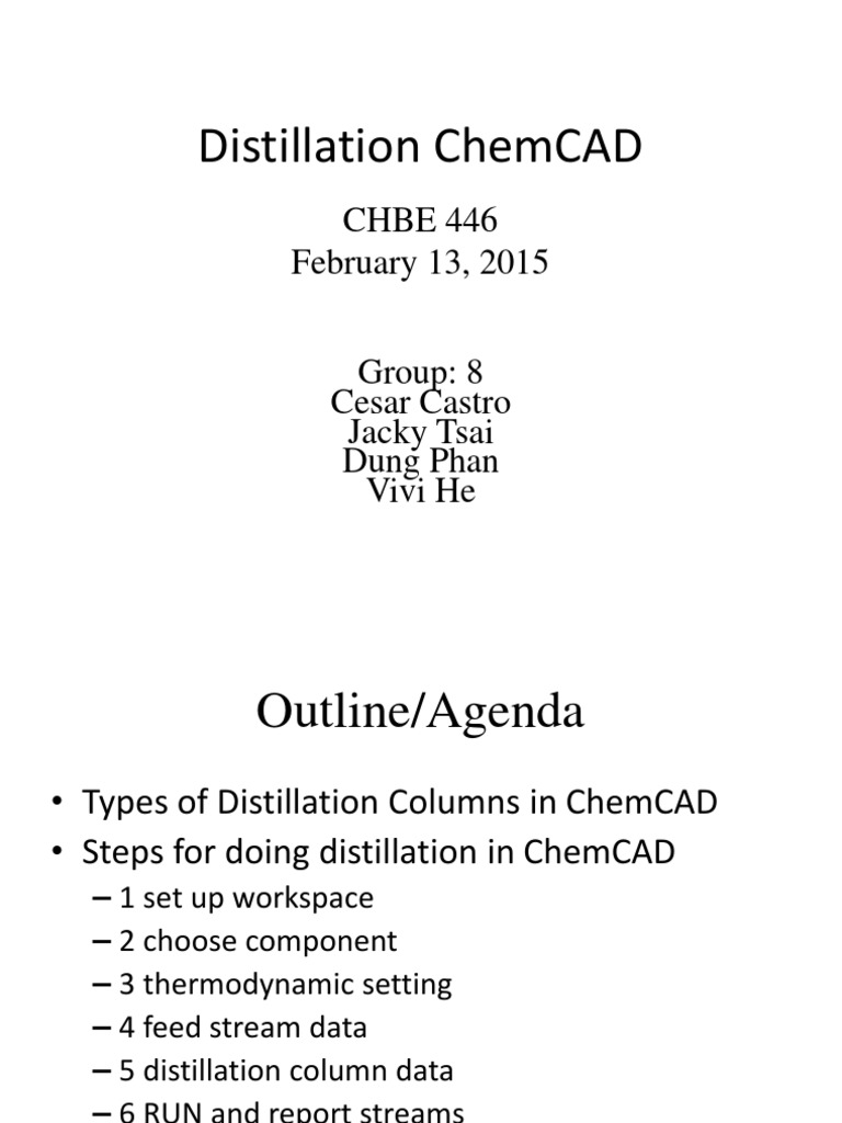 Distillation Chemcad: Chbe 446 February 13, 2015 | PDF | Distillation ...