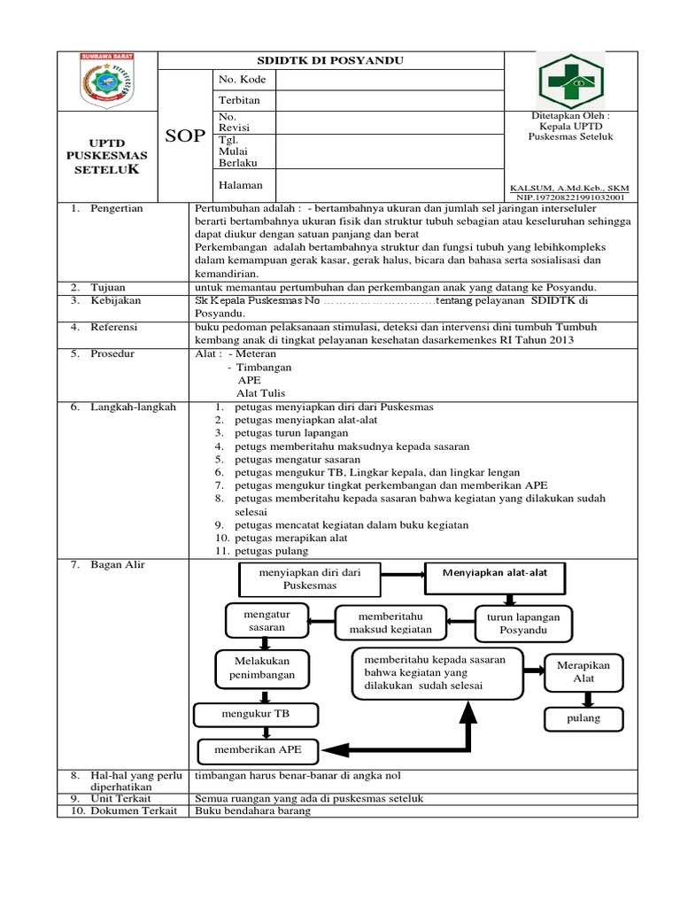 Sop. 7 Sdidtk Di Posyandu | PDF