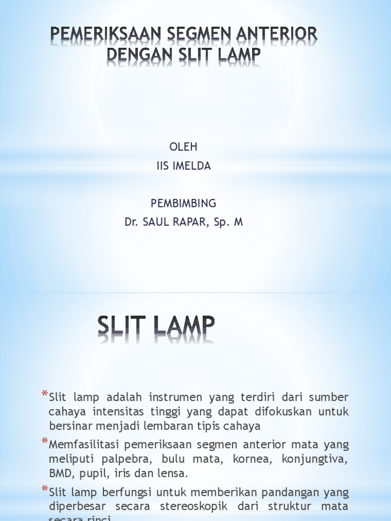 Pemeriksaan Mata dengan Slit Lamp | PDF | Sains & Matematika