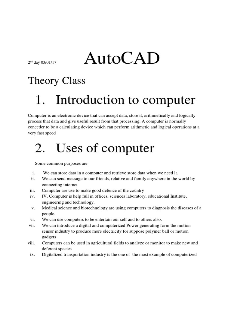 Theory Class Autocad | Integrated Circuit | Operating System