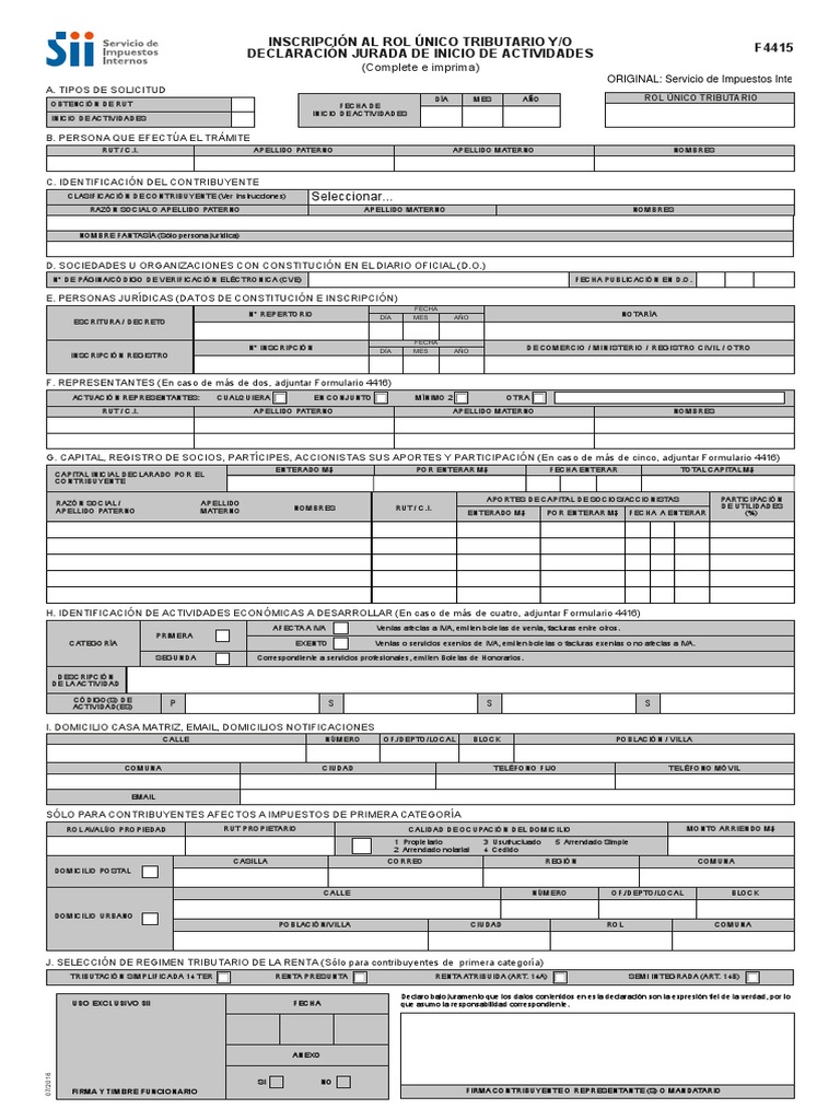 Formulario 4415 Inicio de Actividades