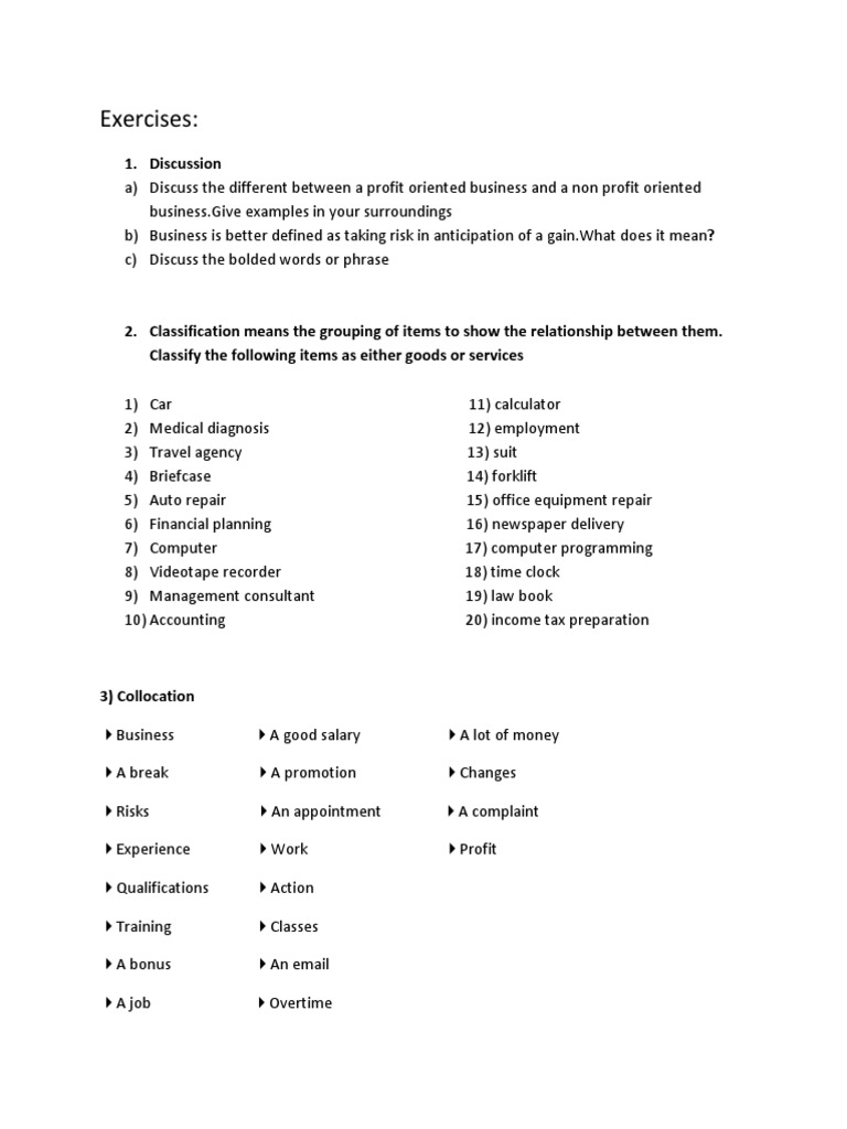Exercises | PDF | Nonprofit Organization | Profit (Economics)