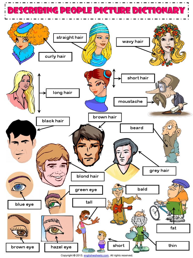 Describing People Picture Dictionary Worksheet | PDF