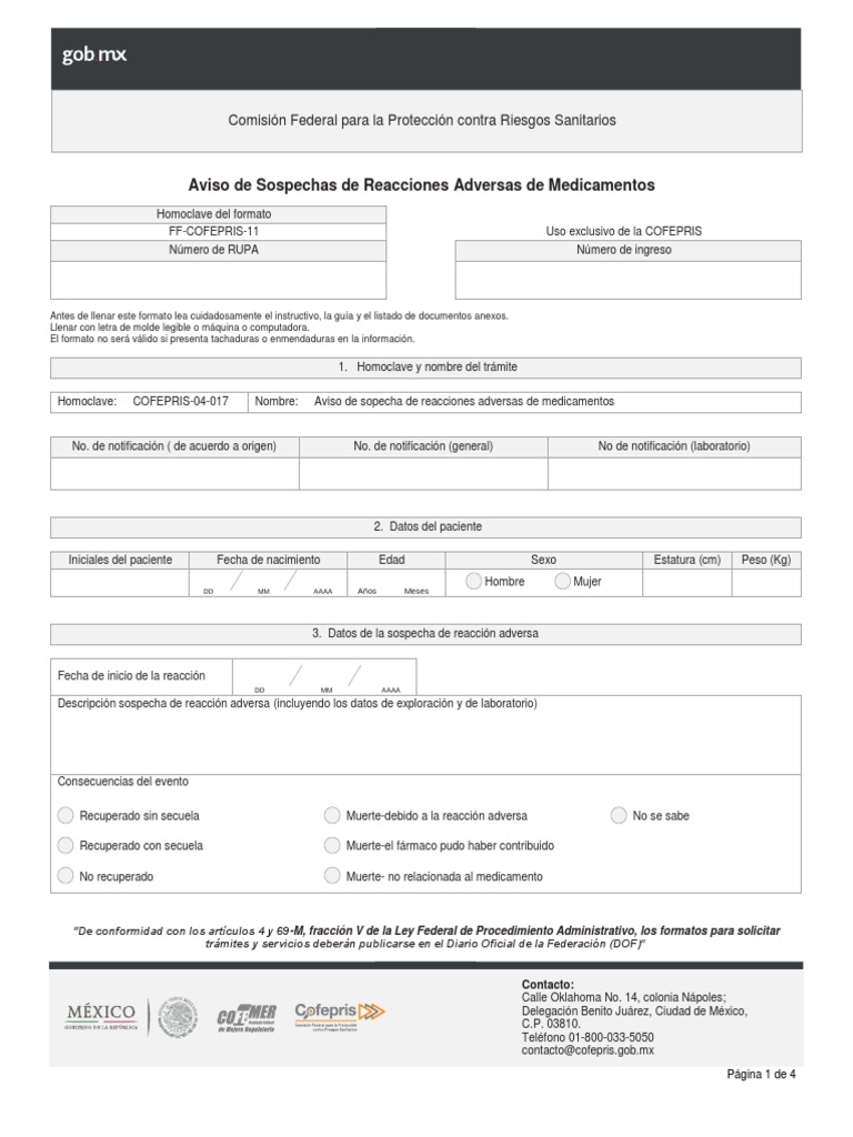 Formato_Aviso_Reacciones_Adversas (1).docx | Medicamentos con receta | Medicina