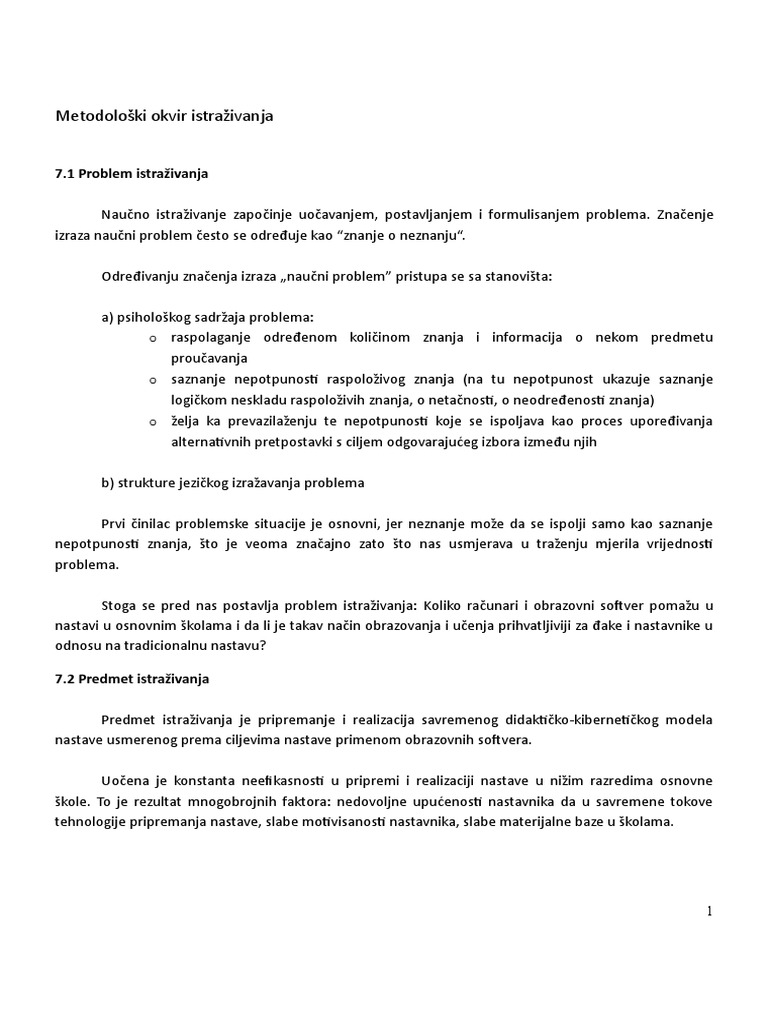 Metodologija Naucno Istrazivackog Rada | PDF
