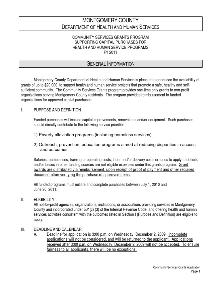 Community Service Grant Application | PDF | Nonprofit Organization ...