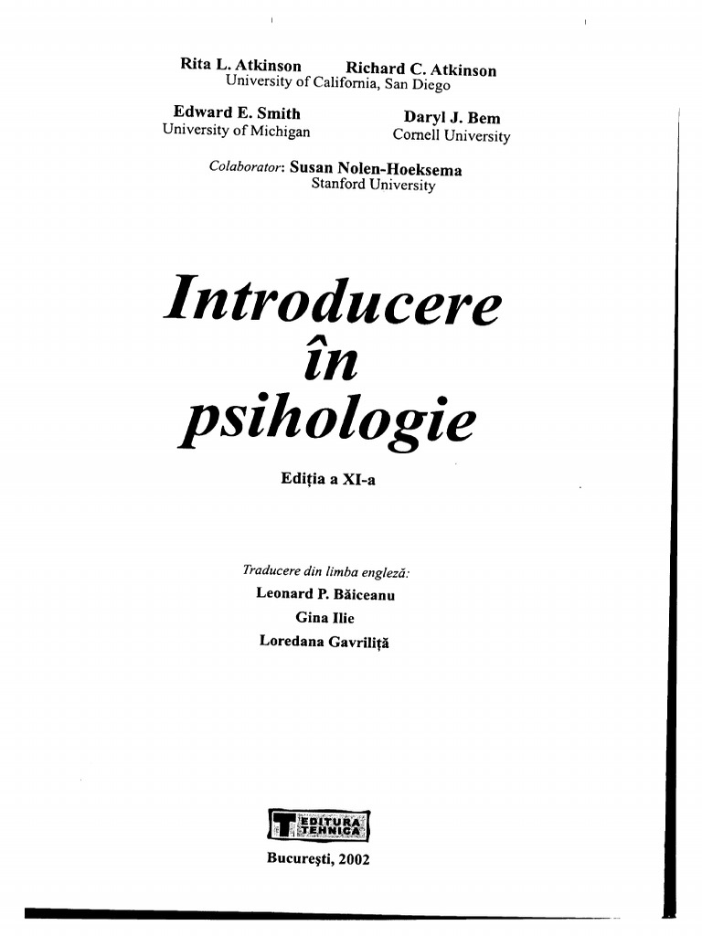 Atkinson - Introducere in Psihologie, 1 PDF | PDF