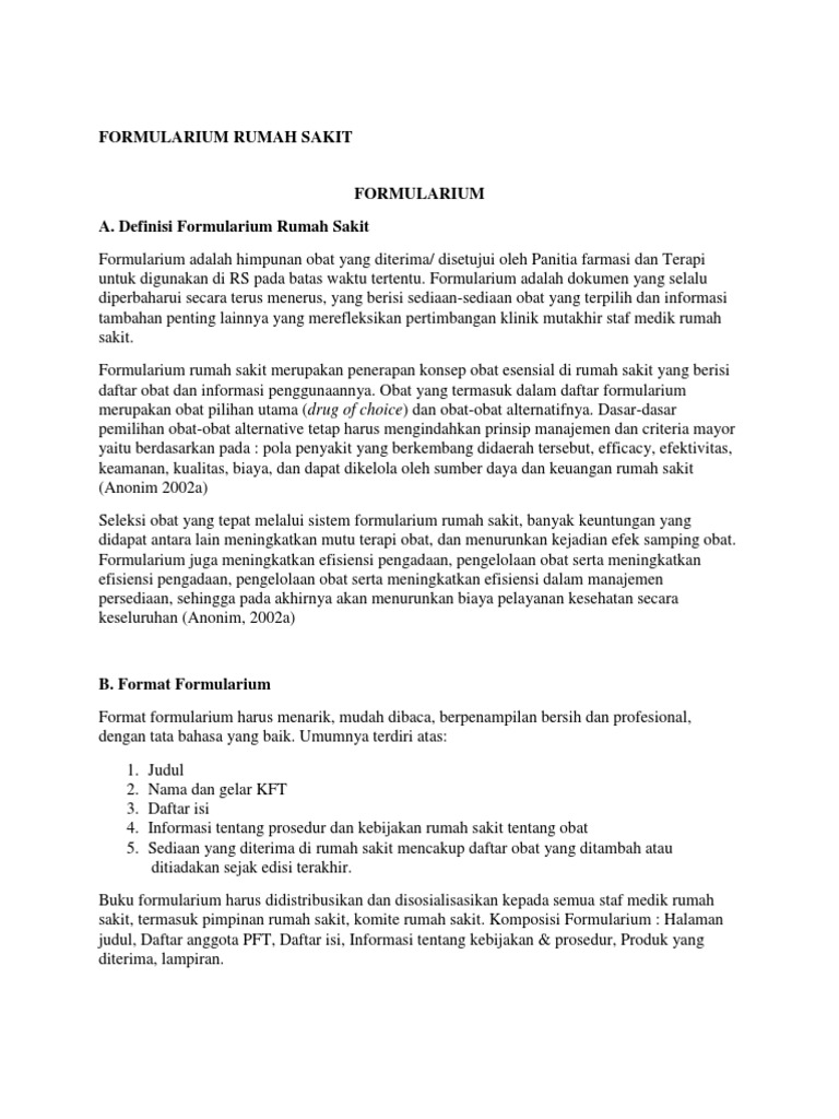 Formularium Rumah Sakit | PDF