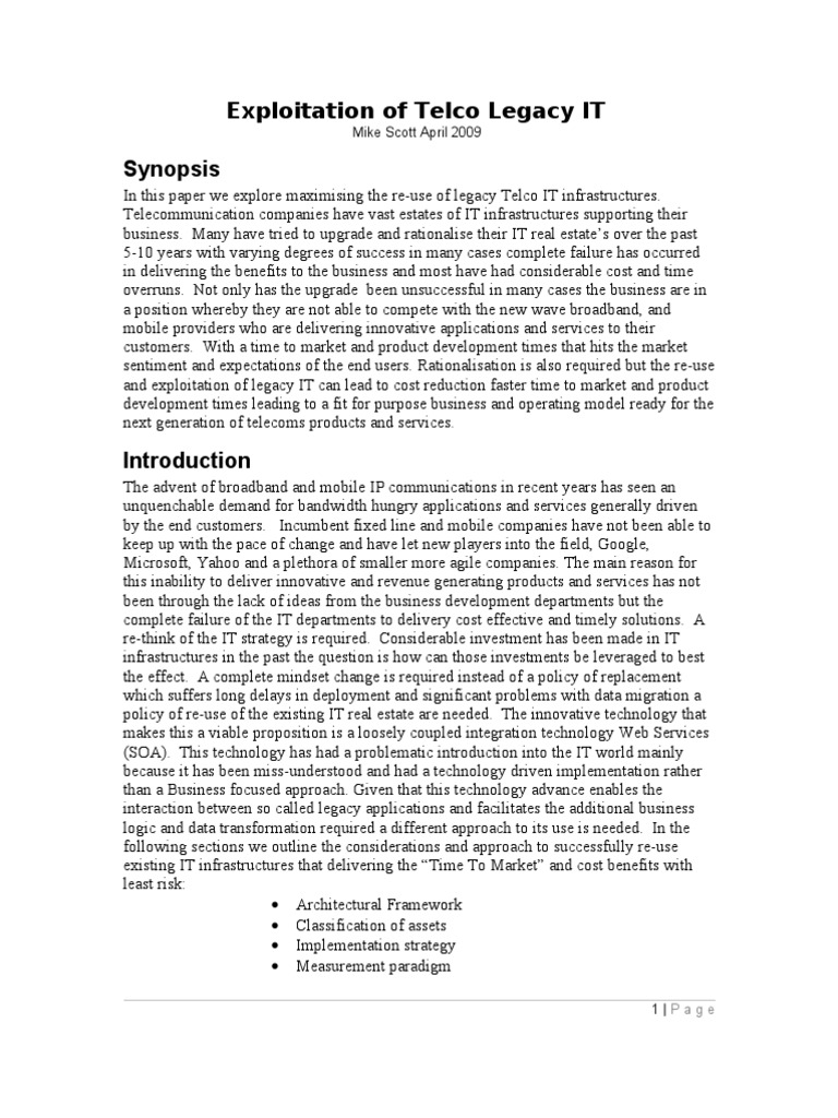 Exploitation of Telco Legacy IT Synopsis: Mike Scott April 2009 | PDF ...