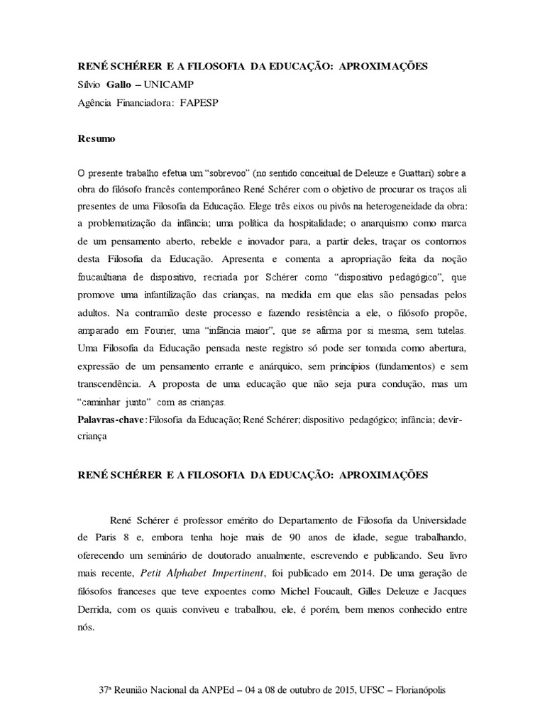 Filosofia da Educação de René Schérer | PDF | Pensamento | Anarquismo