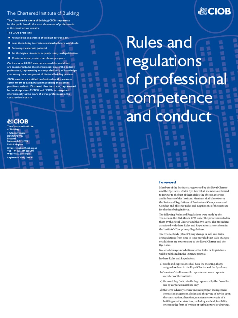CIOB - Rules & Regulations - 0 | Download Free PDF | Occupational ...