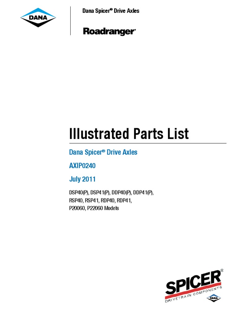 Dana - Illustrated Parts List PDF | PDF | Axle | Gear