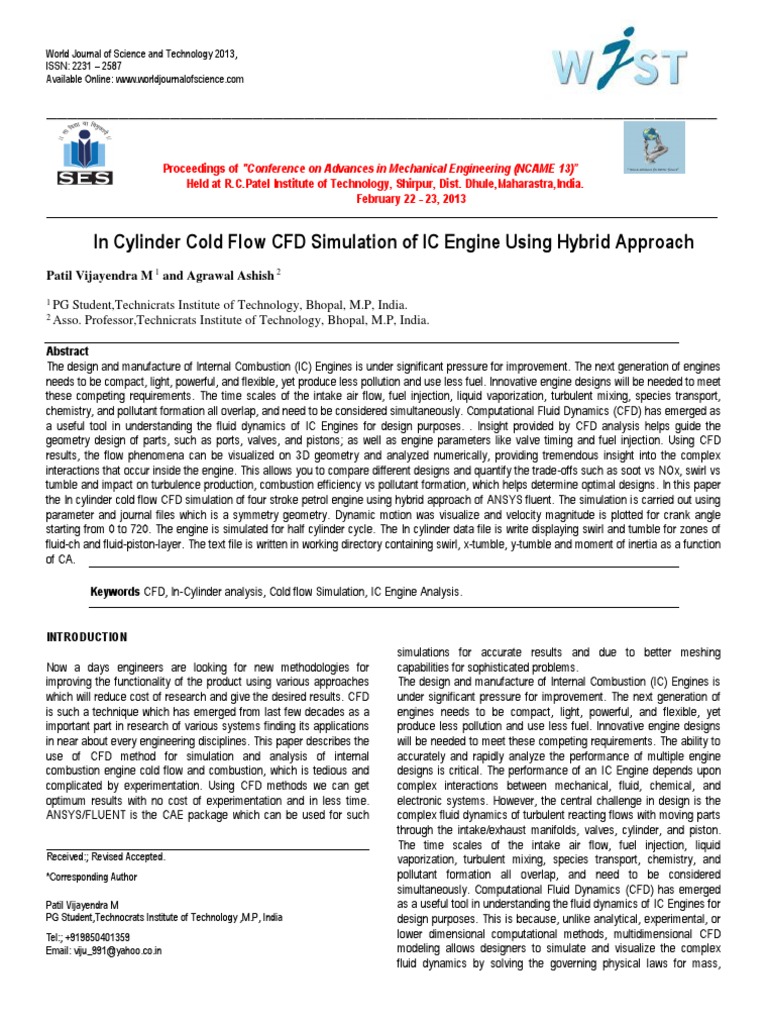 IC CFD Analysis | PDF | Internal Combustion Engine | Computational Fluid Dynamics
