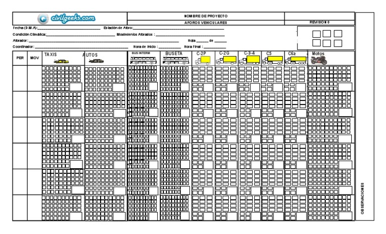 Formato para Aforo de Vehiculos | PDF | Transporte