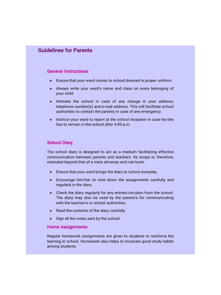 Guidelines For Parents | PDF