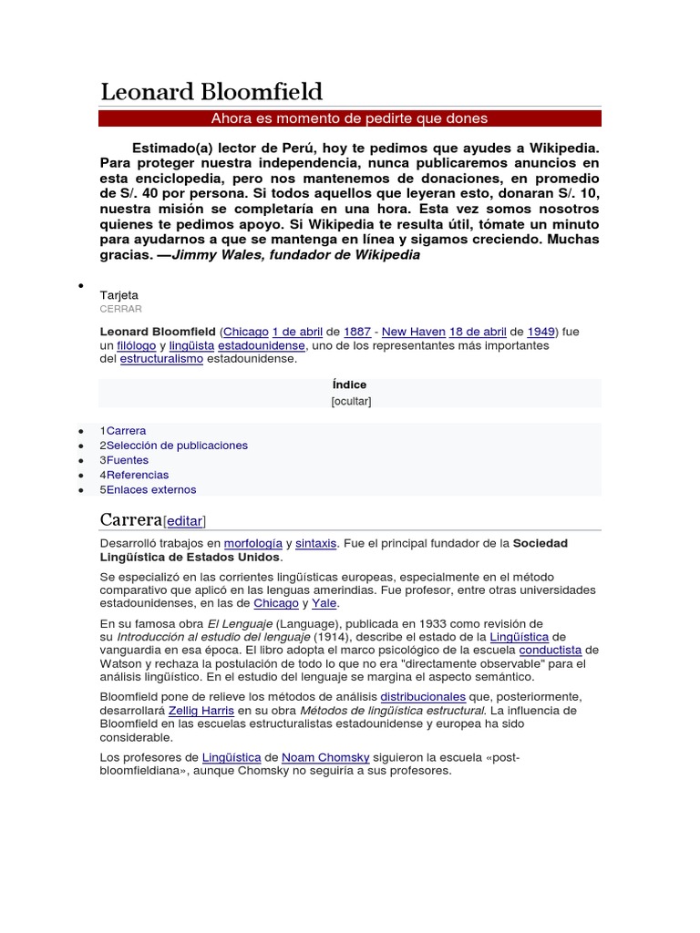 Leonard Bloomfield | PDF