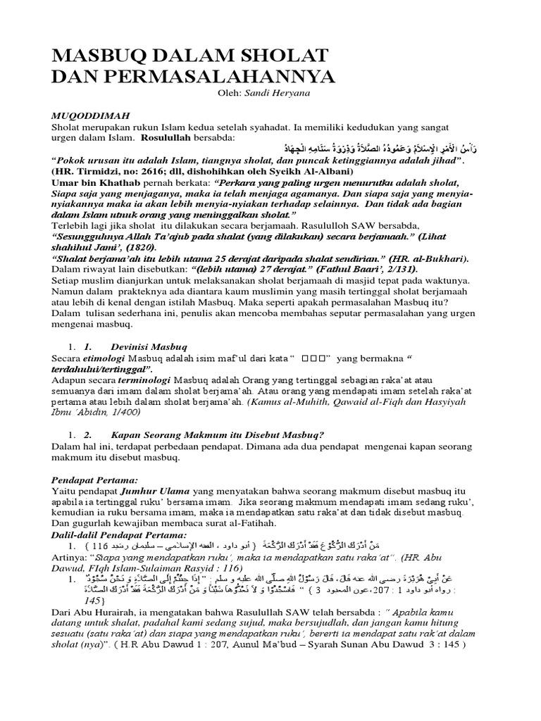 Masbuq Dalam Sholat Dan | PDF