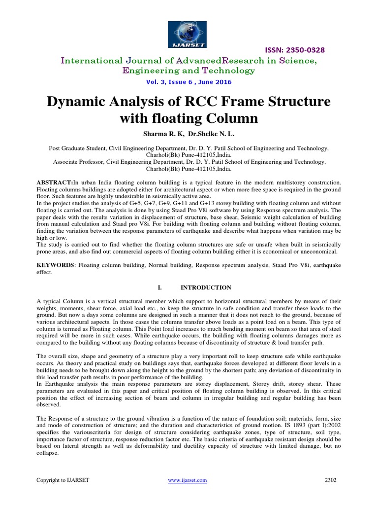 Floating Column | PDF | Engineering | Building Engineering