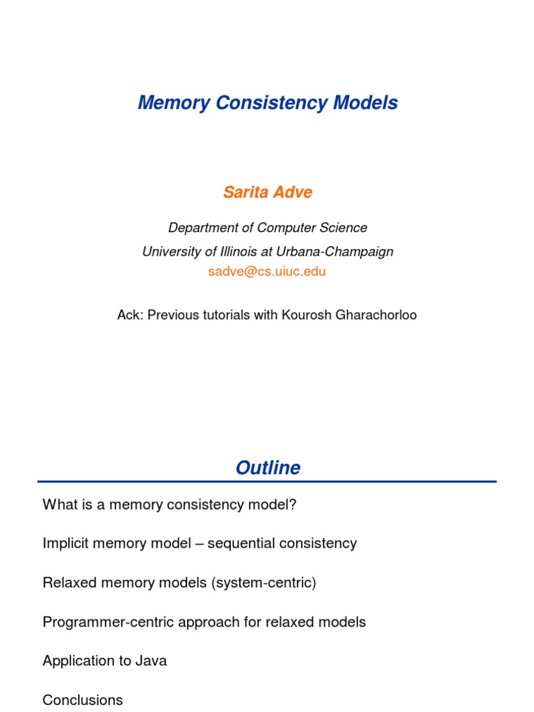 Memory Consistency Models: Sarita Adve | PDF | Computer Programming | Computer Engineering