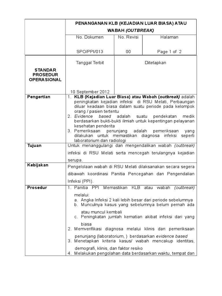 SPO Penangan KLB Wabah | PDF