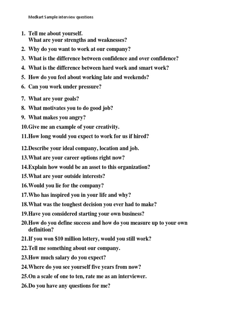 Interview Question List 1 | PDF