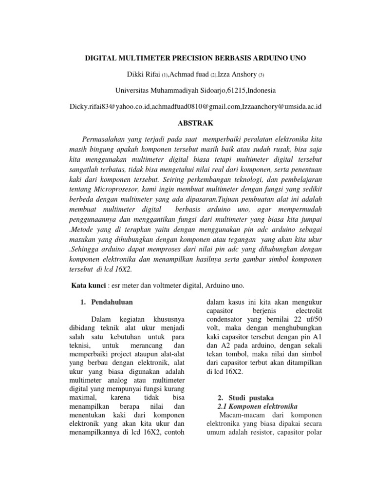 Paper Digital Multimeter Precision Dengan Arduino | PDF