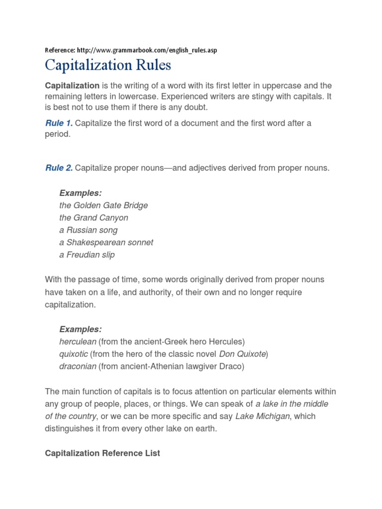 Capitalization | PDF | Preposition And Postposition | Letter Case